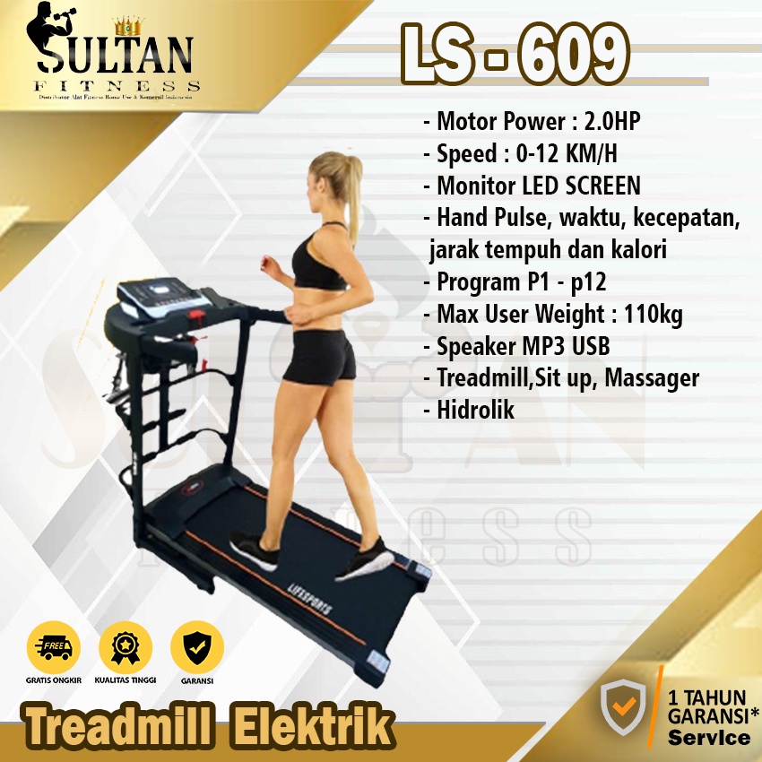 Jual alat fitness treadmill elektrik 3 fungsi ls 609 hemat listrik bisa cod | Shopee Indonesia