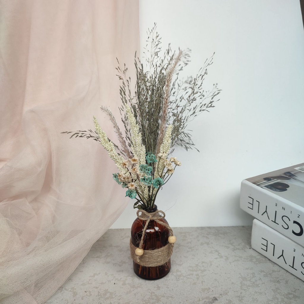 Jual Callie set | bunga kering | vas bunga | dried flower | vas kaca ...