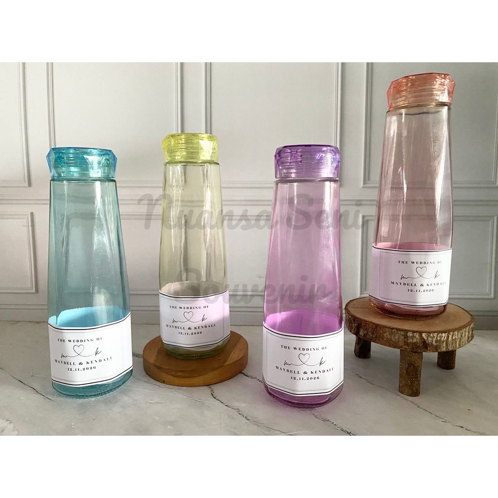 Jual Souvenir Pernikahan Botol Kaca Minum 380ml Botol Motif Kristal ...