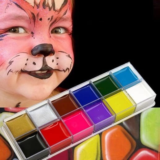 Jual 12 Warna Face Painting + 2 Kuas GRATIS, Body Painting DIY Face ...