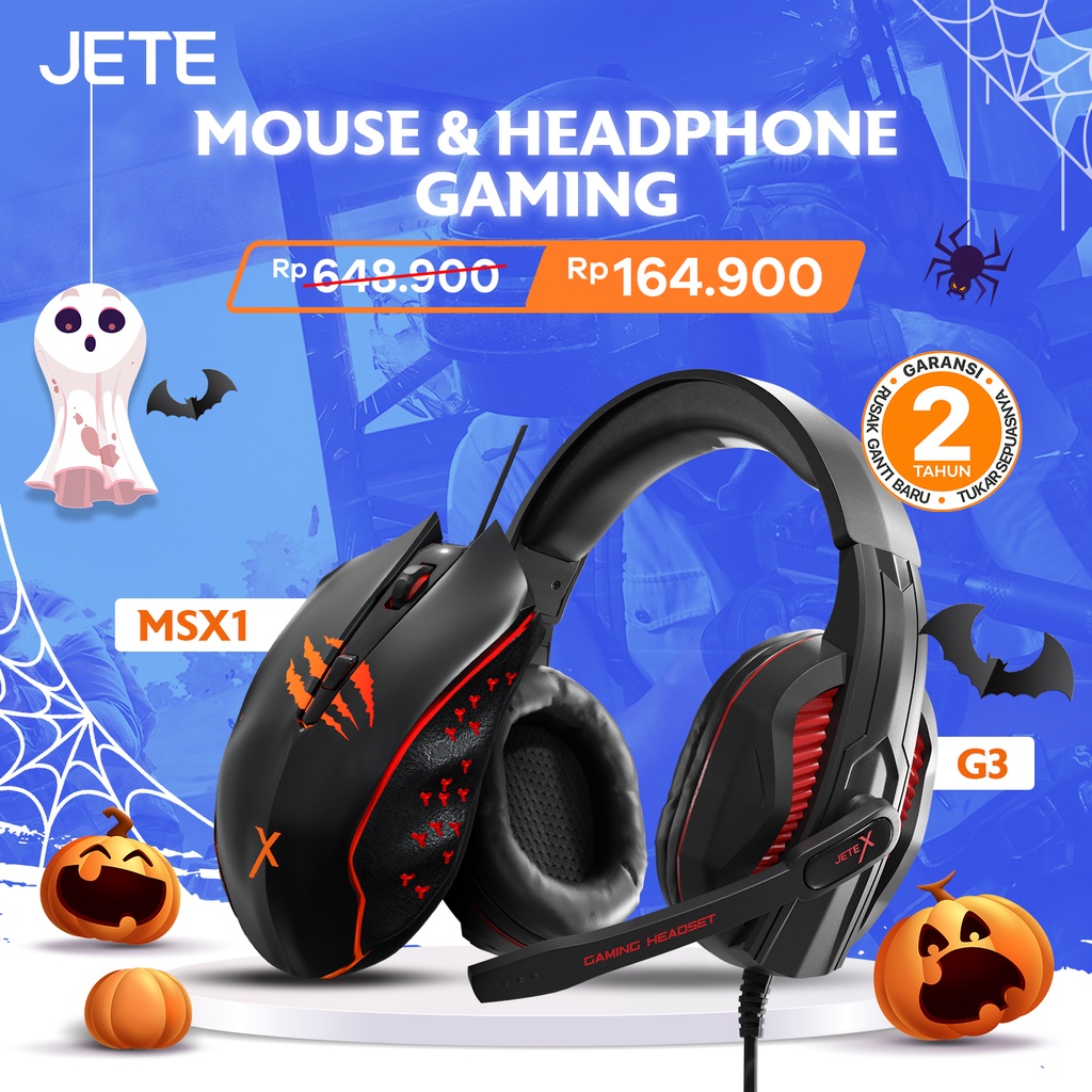 Jual Paket Bundling Mouse Gaming JETE RGB MSX1 + Headphone Gaming JETE ...