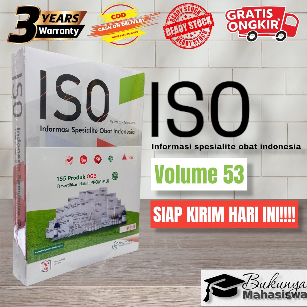 Jual ISO OBAT VOLUME 53 TAHUN 2021 BUKU FARMASI DASAR FARMAKOPE INDONESIA EDISI 3 FORMULARIUM ...