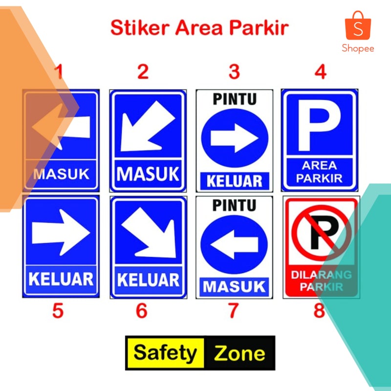 Jual Promo Stiker Tanda Arah Perhatian Dilarang Area Parkir Tanda Pintu ...