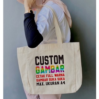 Jual Tote bag Custom Kanvas Tebal Premium Serat Twill Totebag Nudie Bags Custom Penutup ...