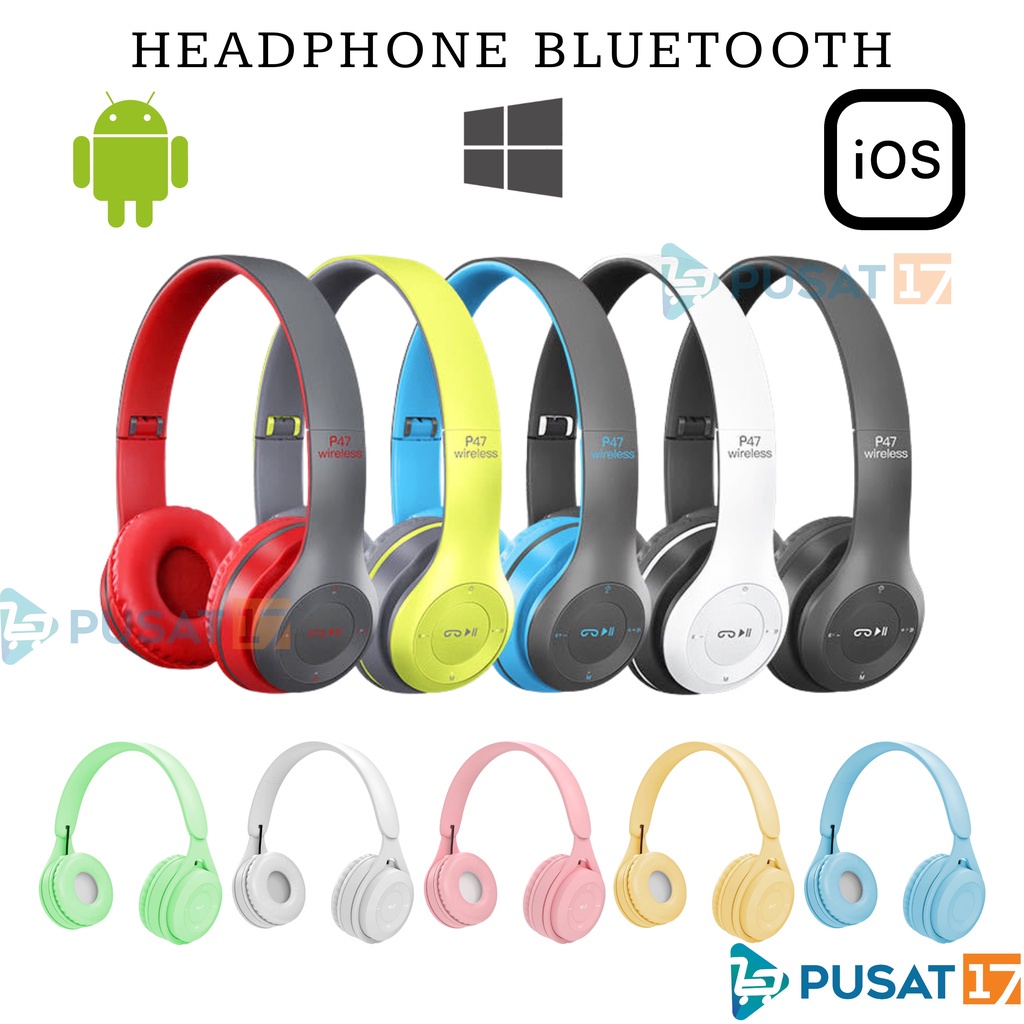 Jual PUSAT17 HEADPHONE BLUETOOTH P47 Y08 MACARON PURE BASS / HEADSET BLUETOOTH P47 Y08 MAKARON ...