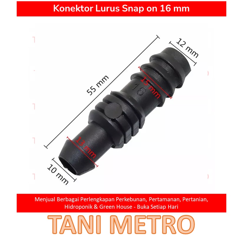 Jual Connector Konektor lurus 16 mm Offtake Snap On. Selang 16 mm ...