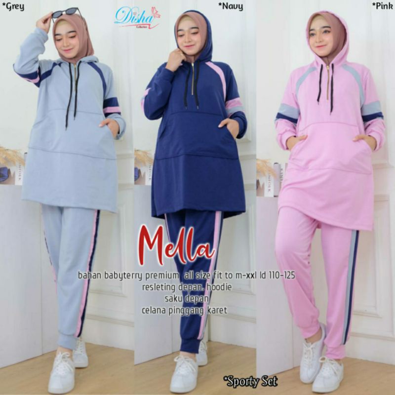 Jual Mela sporty set setelan baju olahraga wanita model muslimah seragam jogging gowes senam ...