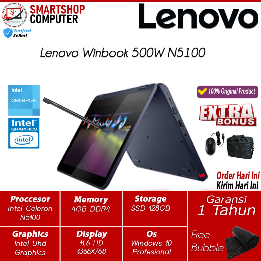 Jual Laptop Lenovo WinBook 500W G3 Intel N5100 4GB 128GB 11 HD Windows ...
