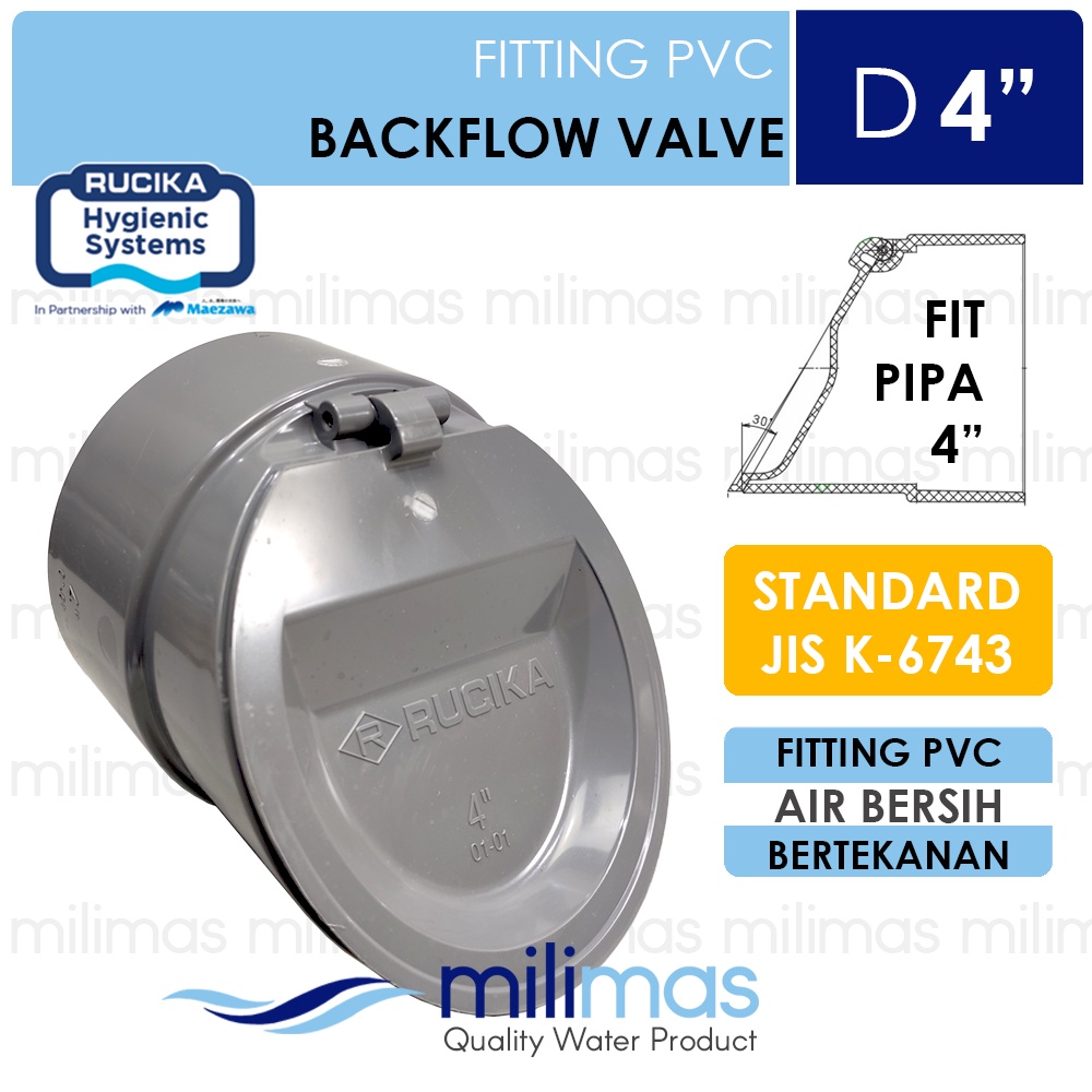 Jual RUCIKA - BACKFLOW VALVE D 4" - Fitting PVC Tutup Pembuangan Anti ...