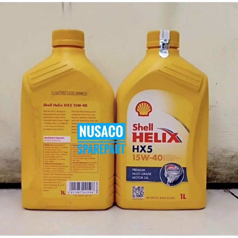 Jual Oli Mesin Shell Helix HX5 Sae 15W 40 1 Liter Original Asli Shell ...