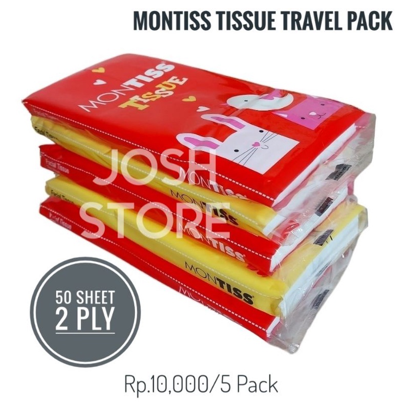 Jual PAKET Isi 5 Pack MONTISS Facial Tissue Travel Pack - Tisu Wajah ...
