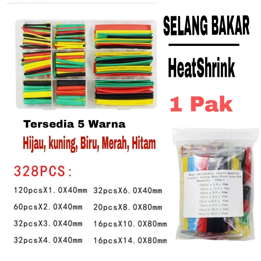 Jual SELANG BAKAR HEATSHRING warna ukuran 1 pak isolasi bakar ...