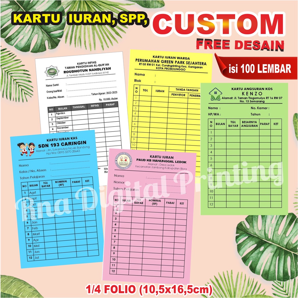 Jual 100 KARTU IURAN custom / SPP / IURAN RT / IURAN SAMPAH / IURAN AIR ... Jual 100 KARTU IURAN custom / SPP / IURAN RT / IURAN SAMPAH / IURAN AIR ...