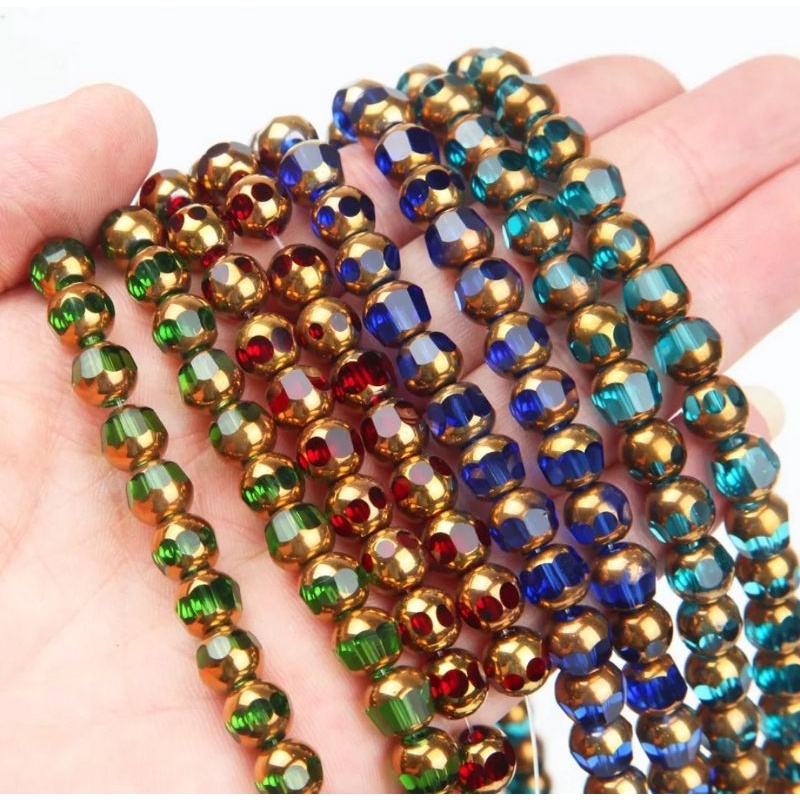 Jual Manik Kaca Kristal Bulat Segi | Kristal Kaca India uk 10mm ...