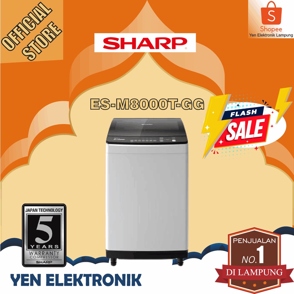Jual Mesin Cuci SHARP ESM 8000 8 KG 1 Tabung Top Loading Garansi Resmi ...