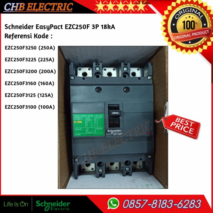 Jual Mccb Schneider Ezc250F 3P 18Ka 125A 160A 200A 225A 250A | Shopee Indonesia