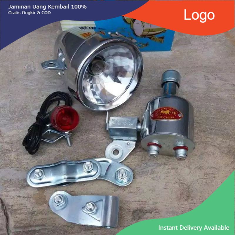 Jual Lampu dinamo sepeda onthel ontel tua lampu set Elephant klasik ...