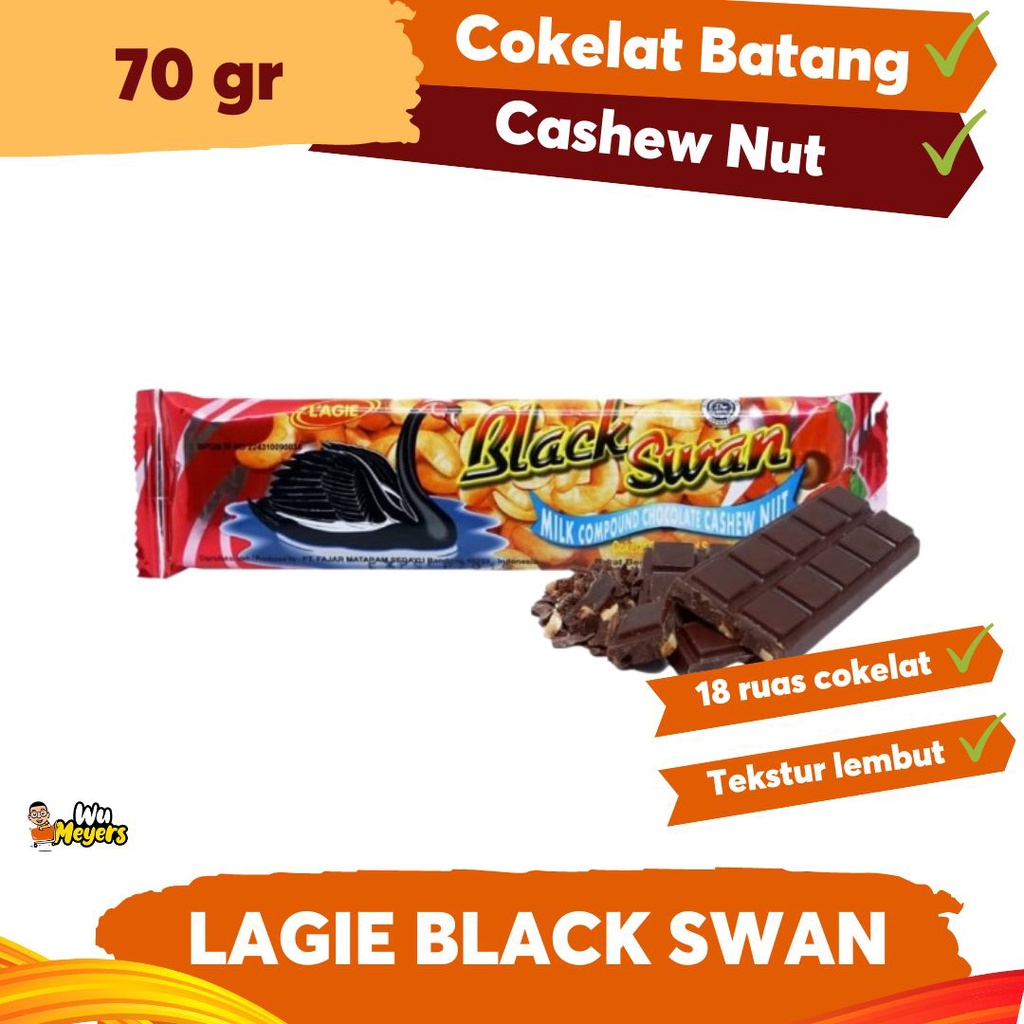 Jual L'agie Cokelat Kacang Mete Black Swan Cashew Nut 70gr | Shopee ...