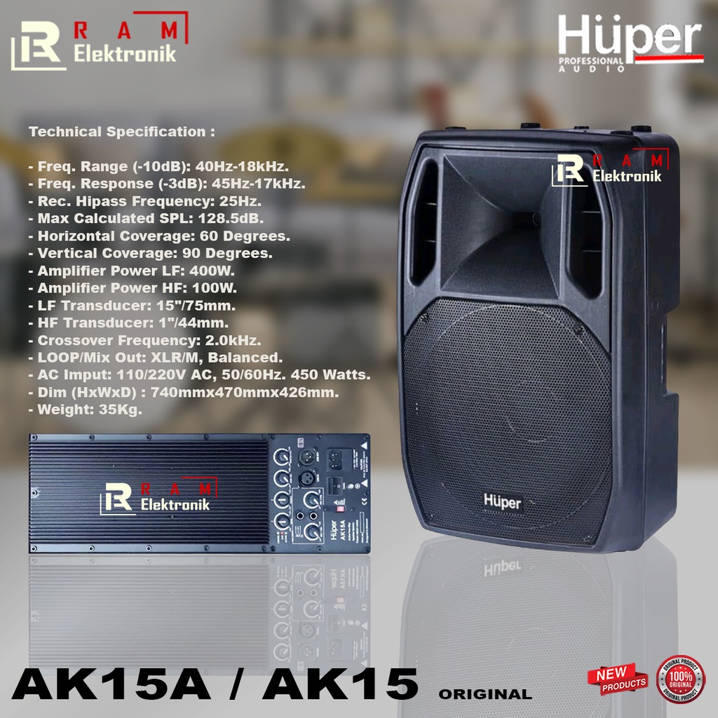 Jual Speaker Aktif 15 Inch HUPER AK15A / AK15 / AK15 A Original Harga 1 Unit | Shopee Indonesia
