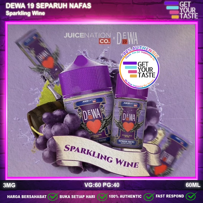 Jual Liquid Dewa19 Separuh Nafas Sparkling Wine 60ML by Juicenation ...