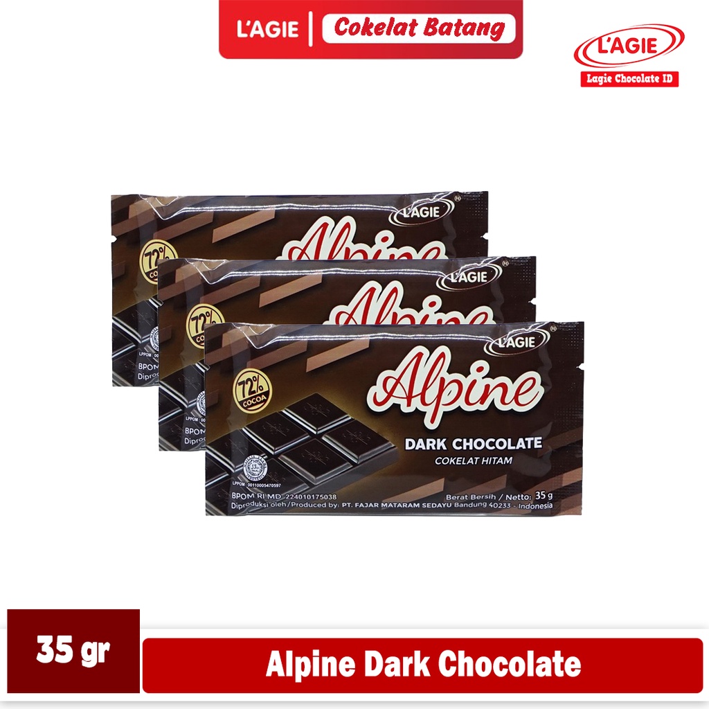 Jual LAGIE ALPINE DARK CHOCOLATE 35GRAM 3 BATANG | Shopee Indonesia