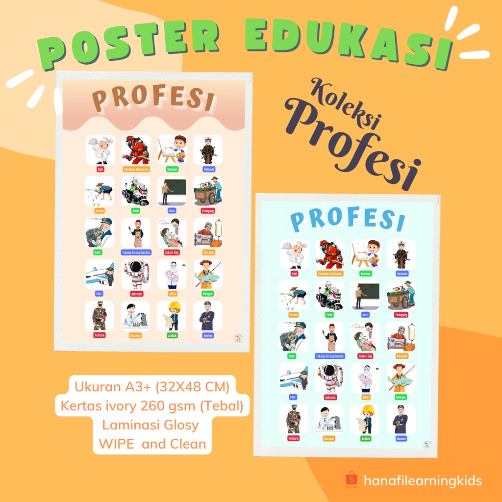 Jual Poster Edukasi Anak Poster Profesi Poster Pendidikan Anak Usia ...