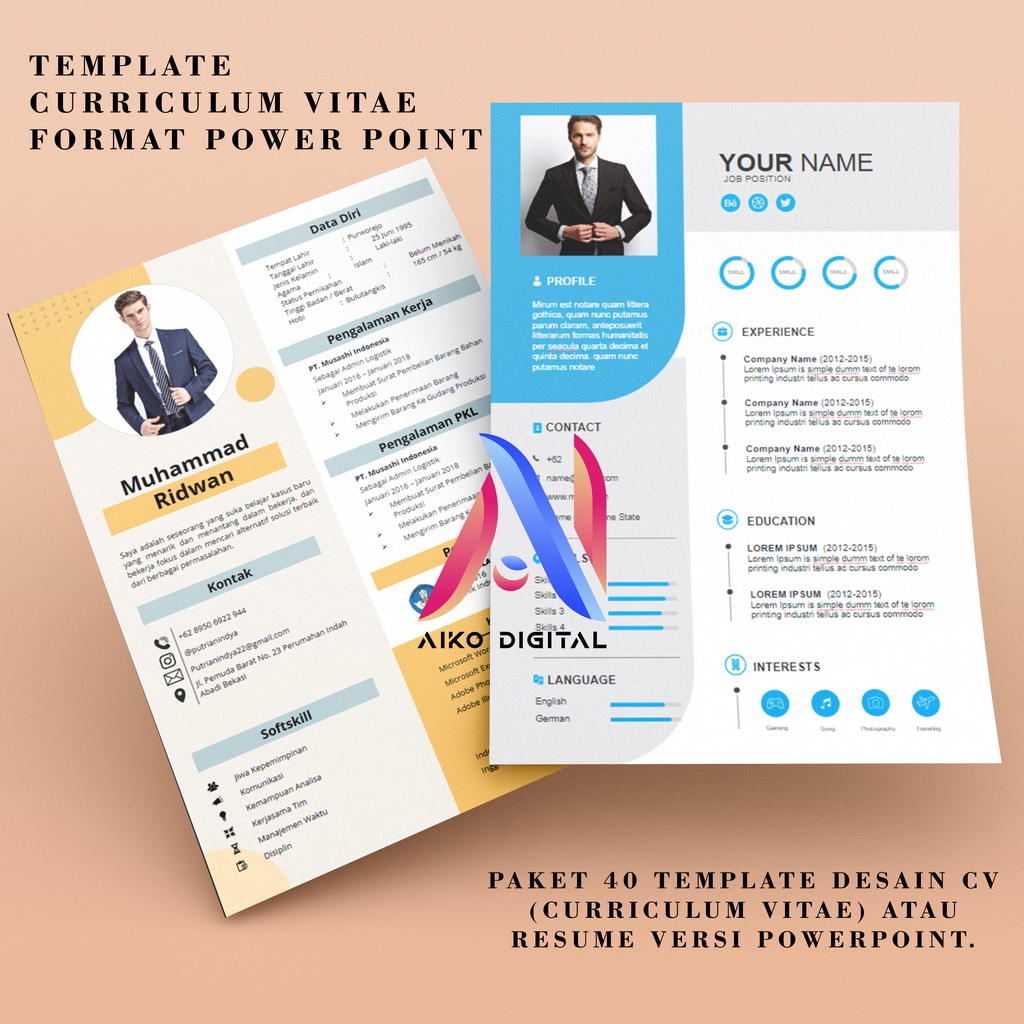 Jual 40 Template CV Curriculum Vitae Format Power Point | Shopee Indonesia