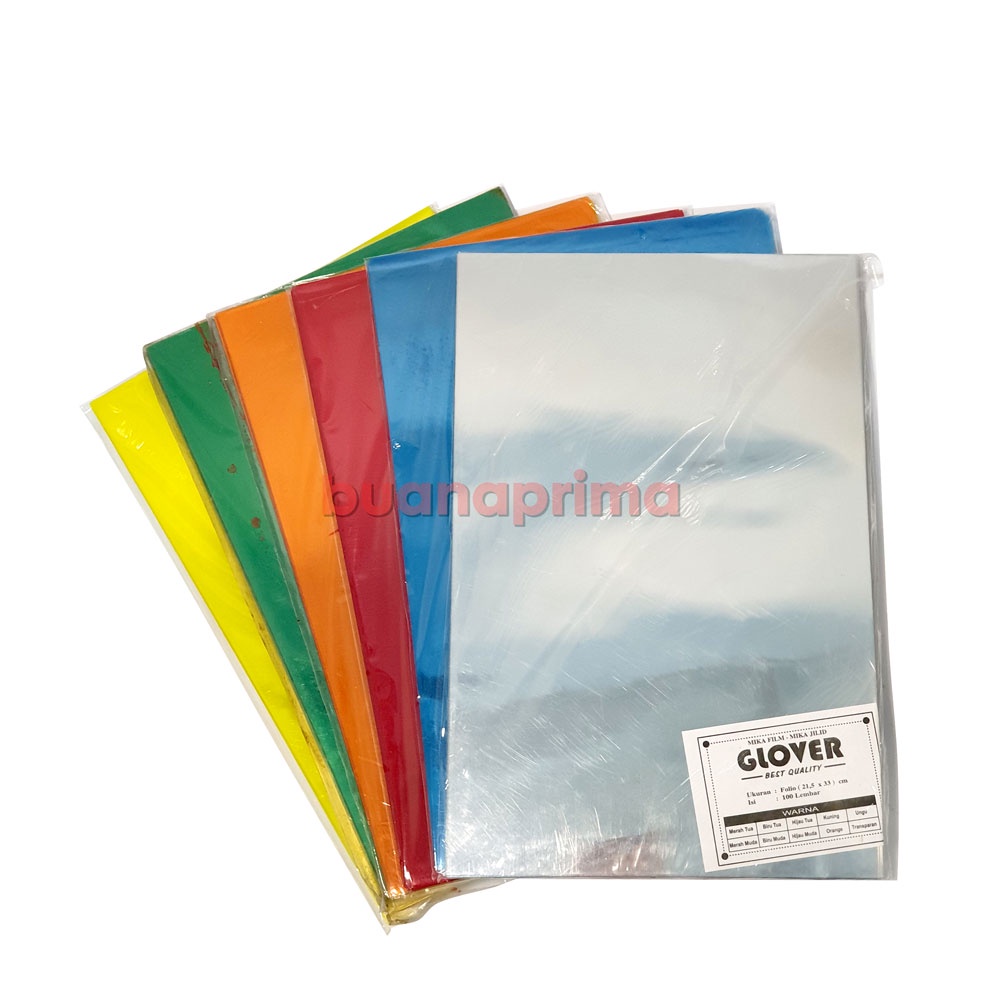 Jual Plastik Mika F4 Isi 100 Cover Jilid Warna Mica Folio Kuning Merah ...