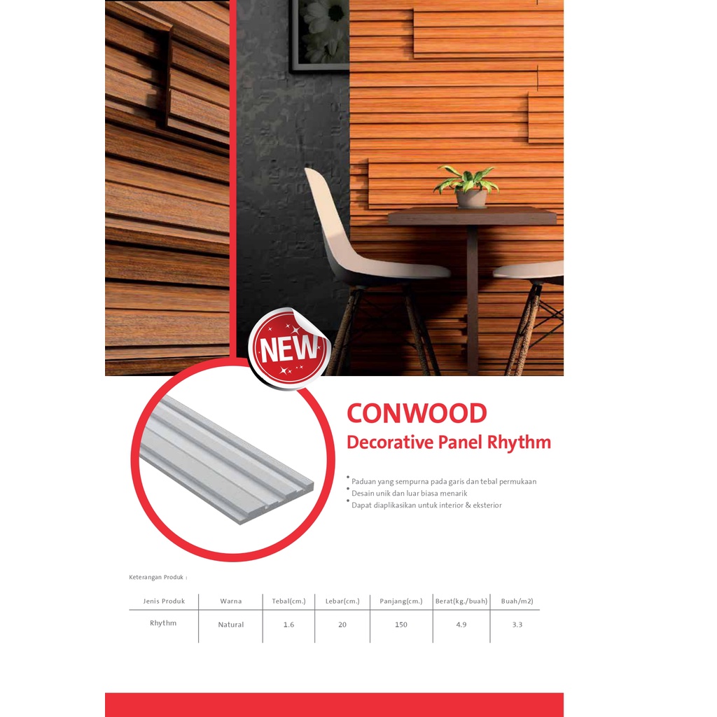 Jual Conwood Dinding Decorative Panel Rhythm Ukuran (20x150x1.6cm ...