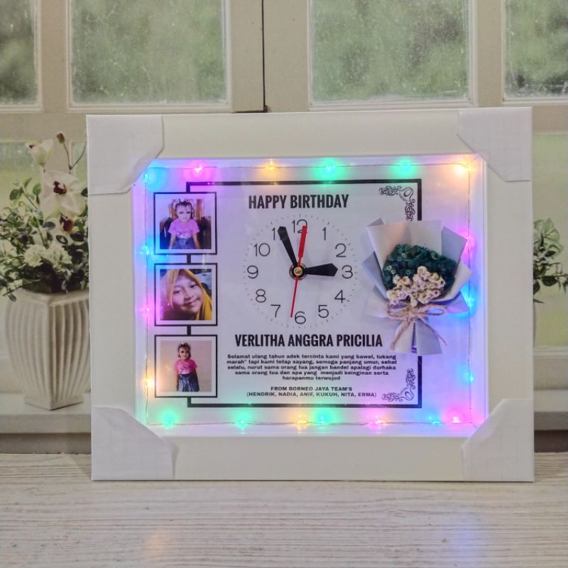 Jual 30x25cm Jam dinding lampu tumblr Tumbler LED warna warni scrap box ...