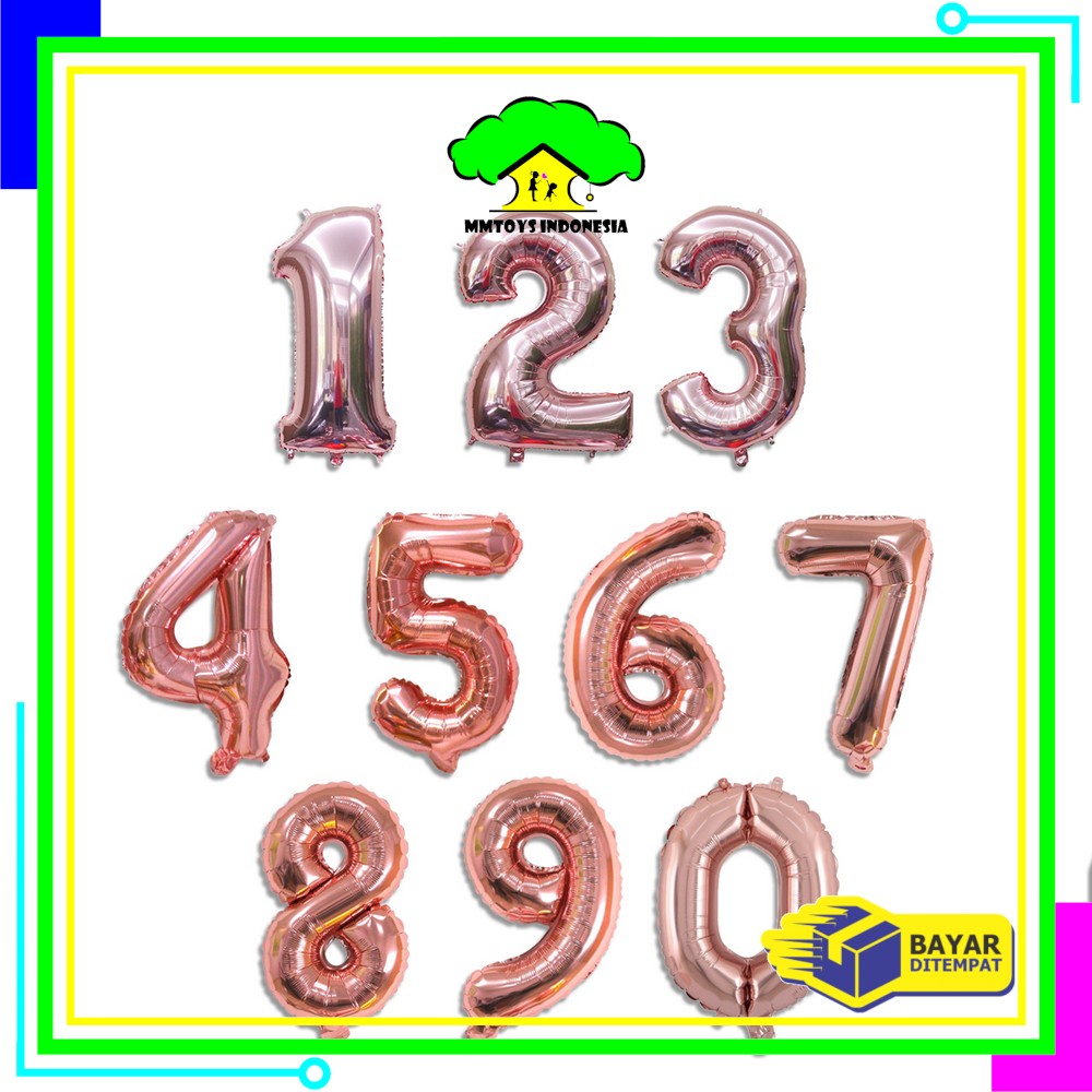 Jual MI-C390 Balon Foil Huruf Rosegold A-Z Balon Foil Angka 0-9 ...