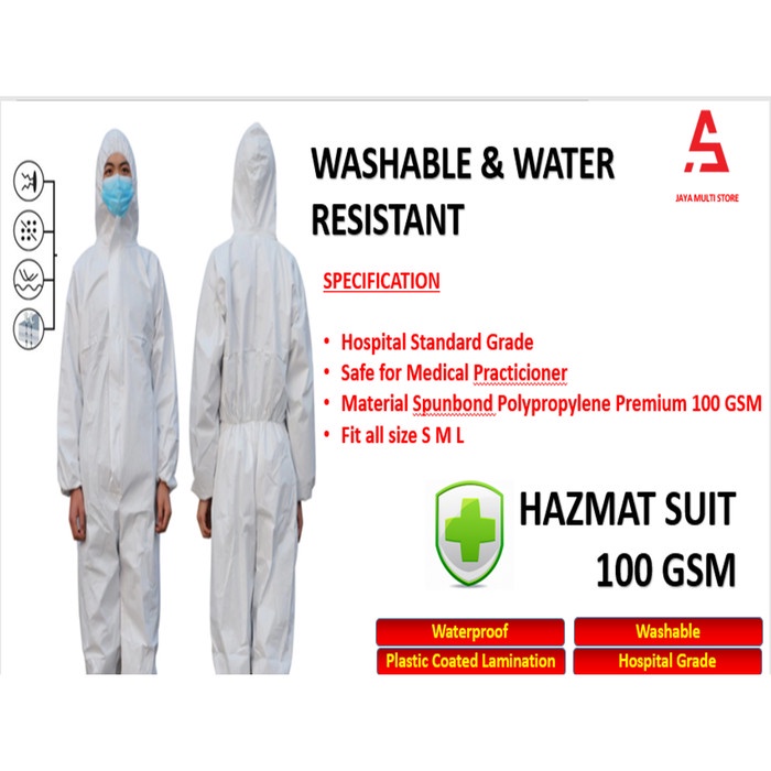 Jual Jual [Washable] Baju Apd Safety Coverall Hazmat Suit Polyproylene ...