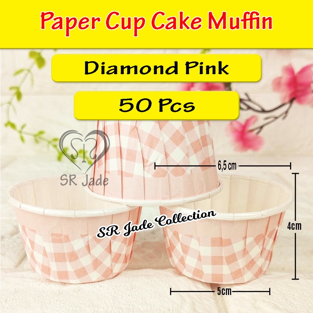 Jual [50 Pcs] Paper Cup Diamond CupCake Muffin Cake Case List Kertas ...