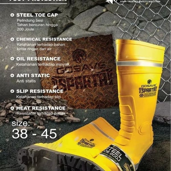 Jual SEPATU BOOTS KARET SAFETY UJUNG BESI GOSAVE STEEL TOE RUBBER SHOES ...
