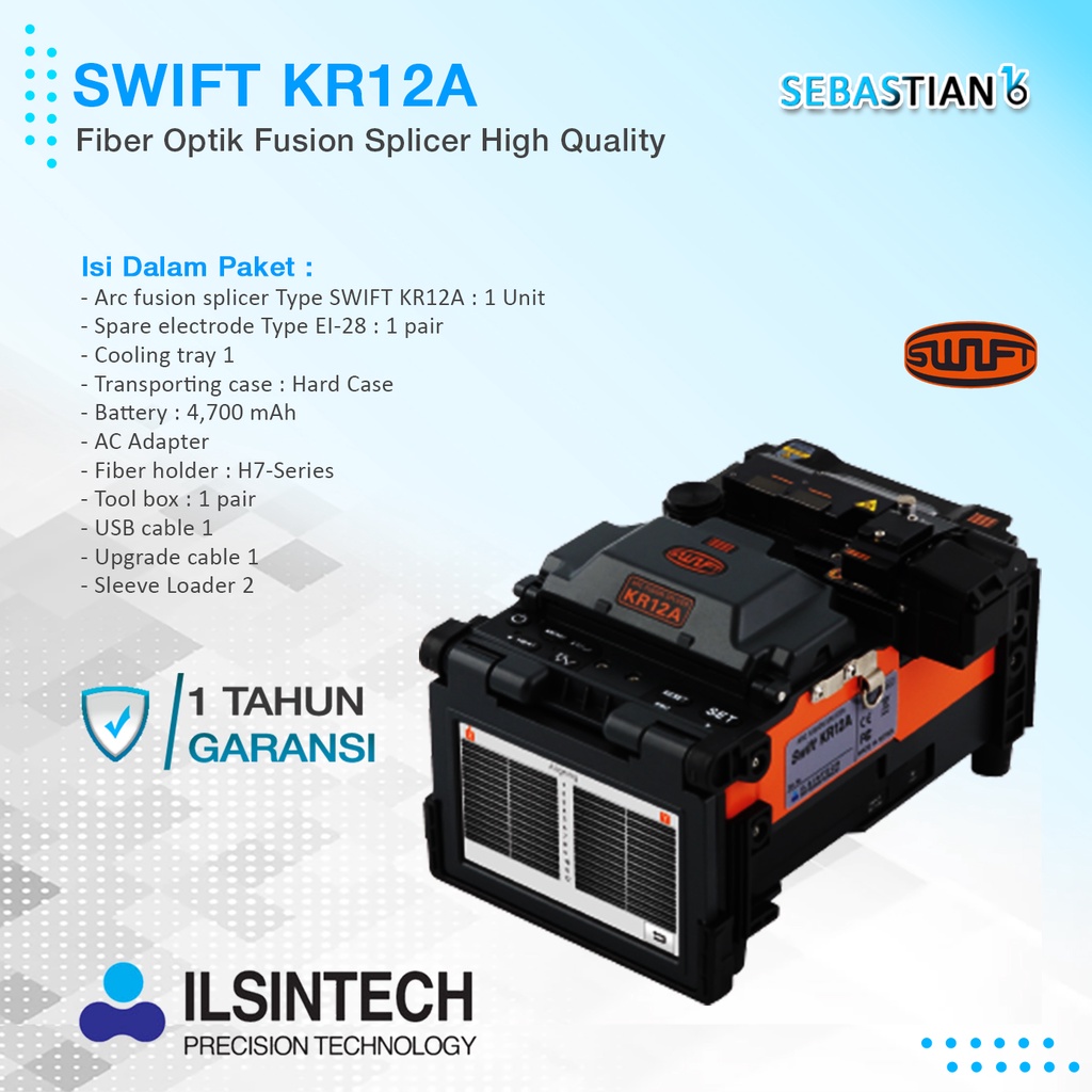 Jual Funsion Splicer Fiber Optik Ilsintech Swift KR12A FTTH Tool Kit ...