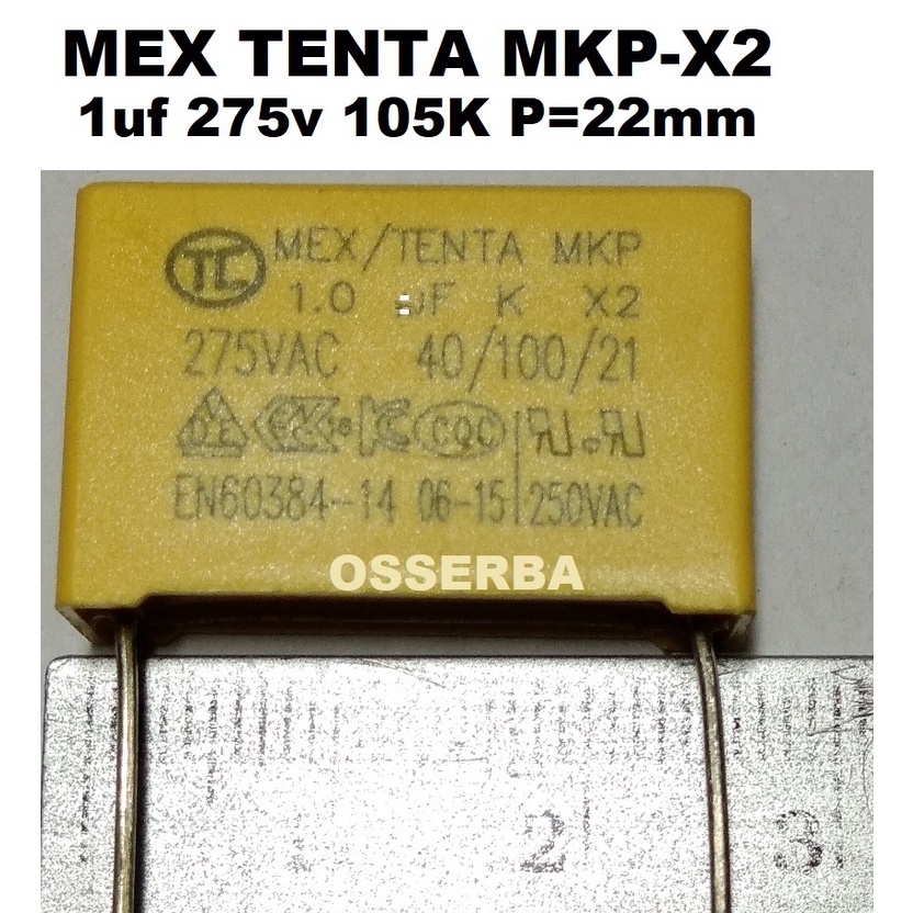 Jual MEX/TENTA 1uf 275v 105K 1u K MKP-X2 Safety Capacitor Mex Tenta | Shopee Indonesia