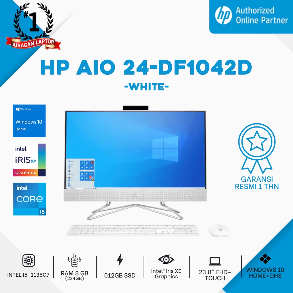 Jual PC HP AIO 24-DF1042D I5-1135G7 8GB 512GB Iris XE 23.8 Jual PC HP AIO 24-DF1042D I5-1135G7 8GB 512GB Iris XE 23.8