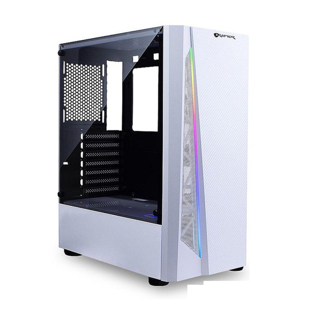 Jual Casing Gaming Raptor 1632 White With LED Strip RGB - Casing Gaming ...