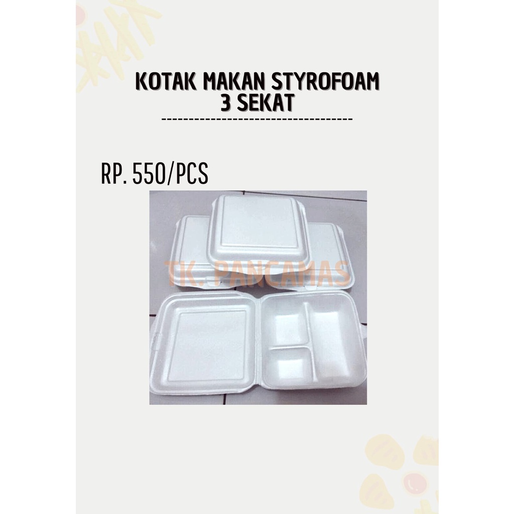 Jual KOTAK MAKAN STYROFOAM 3 SEKAT - TERMURAH | Shopee Indonesia
