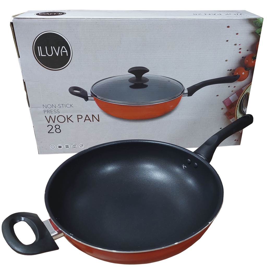 Jual CUCI GUDANG ILUVA Wok Pan 28cm Teflon - Ada lecet - Defect ...
