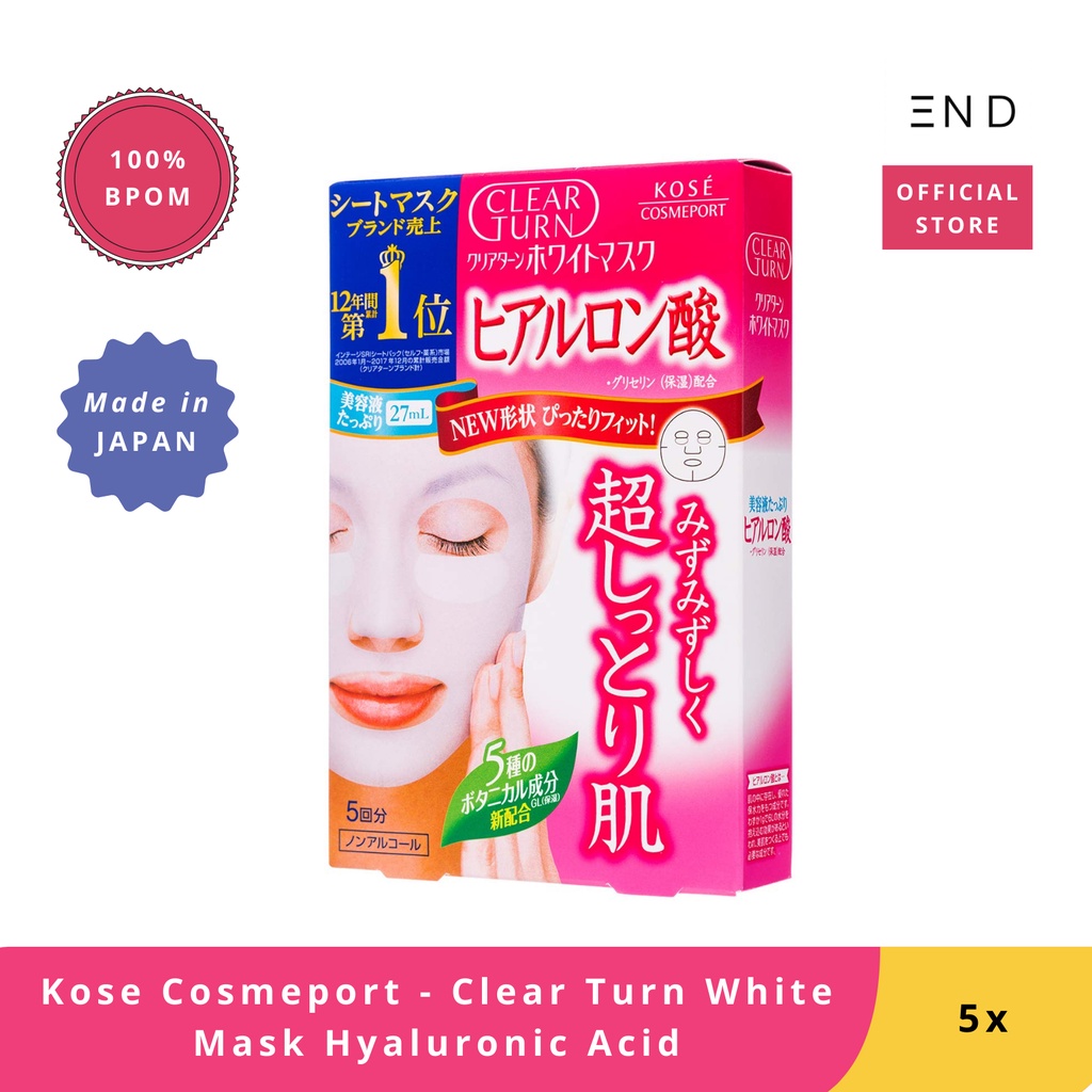 Jual Kose Cosmeport - Clear Turn White Mask Hyaluronic Acid - 5 Sheet ...