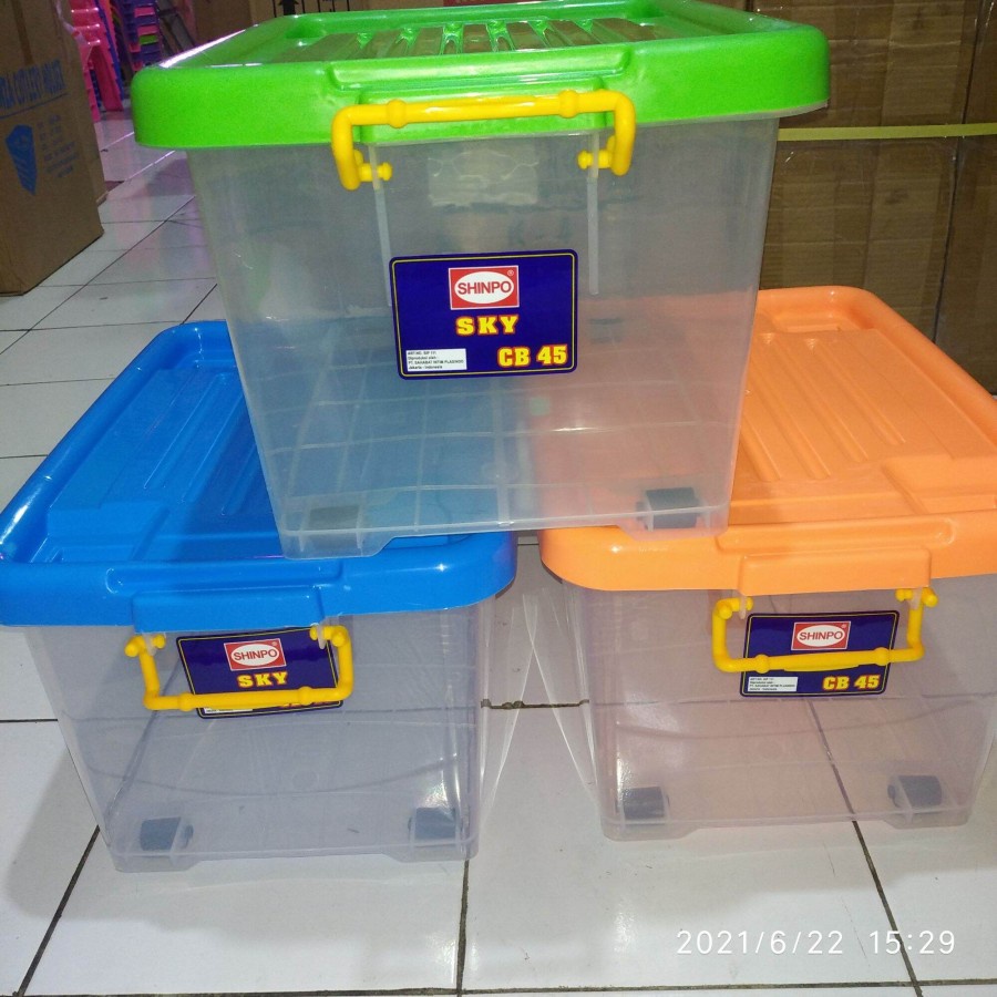 Jual Box Container CB 45 Box Shinpo Sky Dengan Roda Box Transparan ...