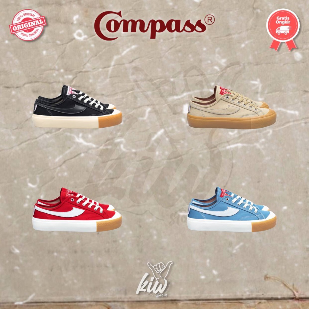 Jual Compass Gazelle Low Black Gum/ Red Gum/ Blue Sky/ Cappuccino [100% ...