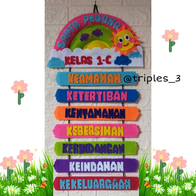 Jual SAPTA PESONA 7K / Hiasan dinding/dekorasi sekolah/kerajinan flanel /prakarya | Shopee Indonesia