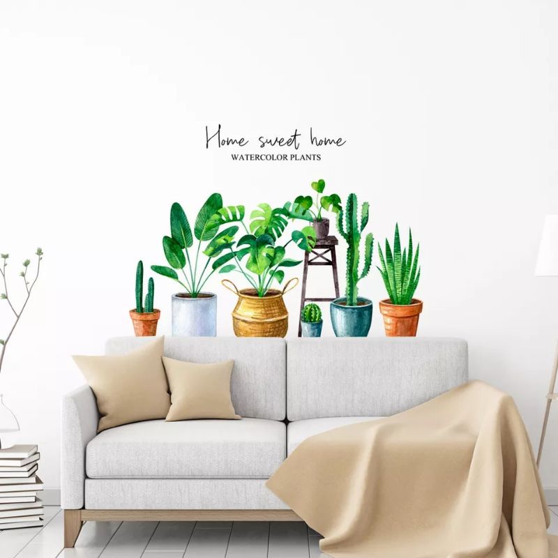 Jual Wall Sticker Dinding aesthetic Tanaman Tropical kaktus monstera ...
