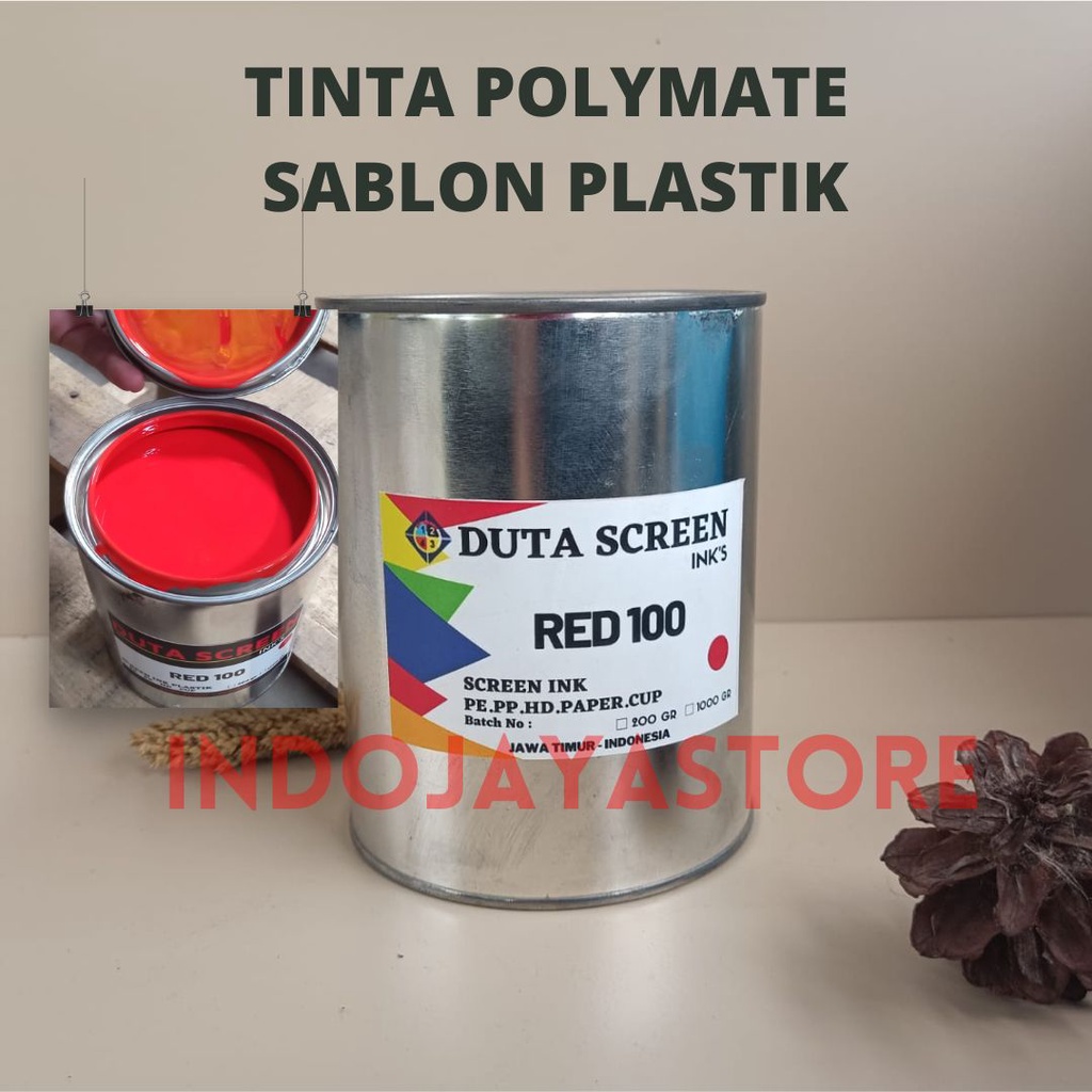 Jual TINTA SABLON PLASTIK MERAH-RED100-POLYMATE-DUTA SCREEN 1Kg ...