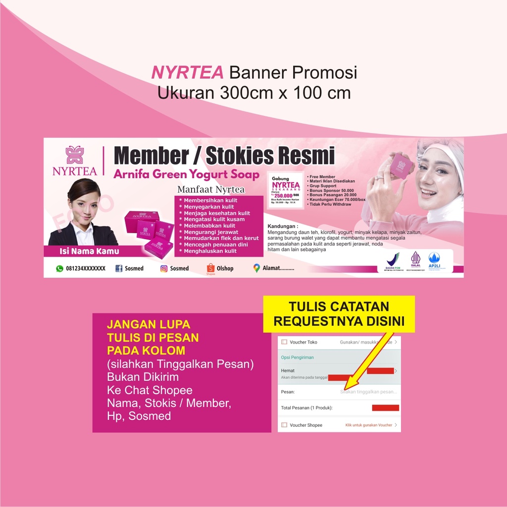 Jual NYRTEA SPANDUK / BANNER UK. 300x100 DESAIN AR 1 | Shopee Indonesia
