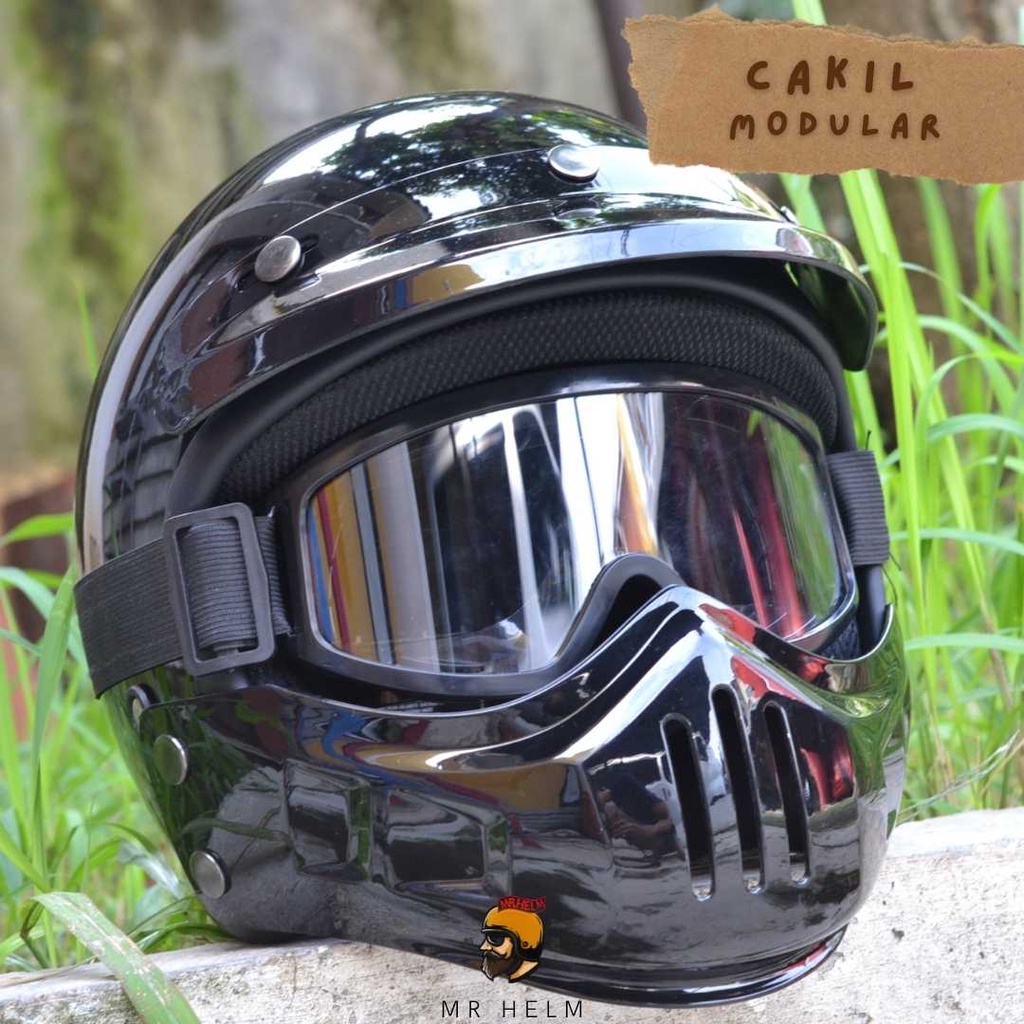 Jual HELM RETRO CAKIL MODULAR SNI VESPA / CAFERACER FREE GOGGLE ( MR ...
