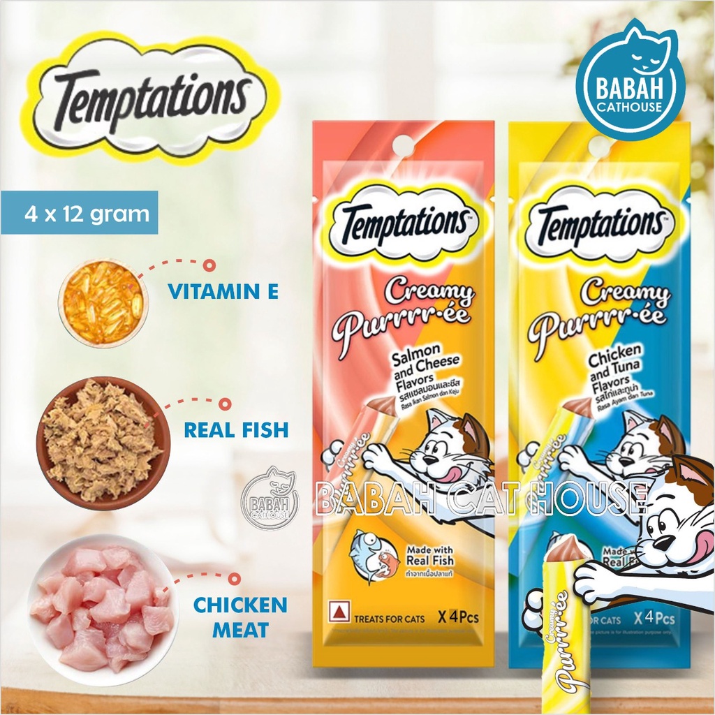 Jual TEMPTATIONS CREAMY Snack Kucing Liquid Treats Wet Food Cat Meo ...