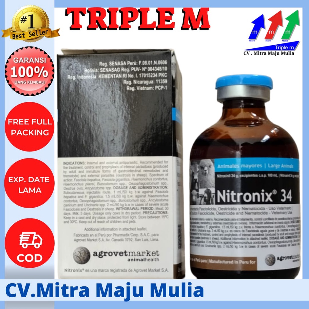 Jual NITRONIX 34 Triple M - OBAT CACING HATI DAN PENCERNAAN | Shopee Indonesia